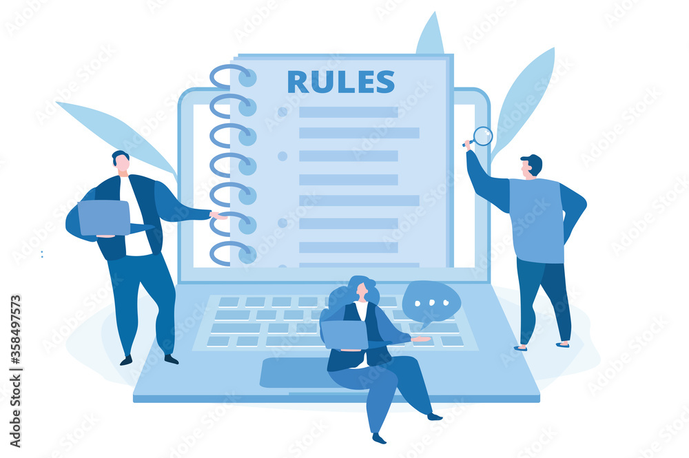 Rules, regulations checklist. Vector illustration for web banner ...