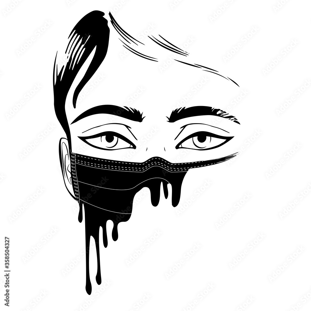 Vector undeveloped sketch of a woman's face chart with a painted ...