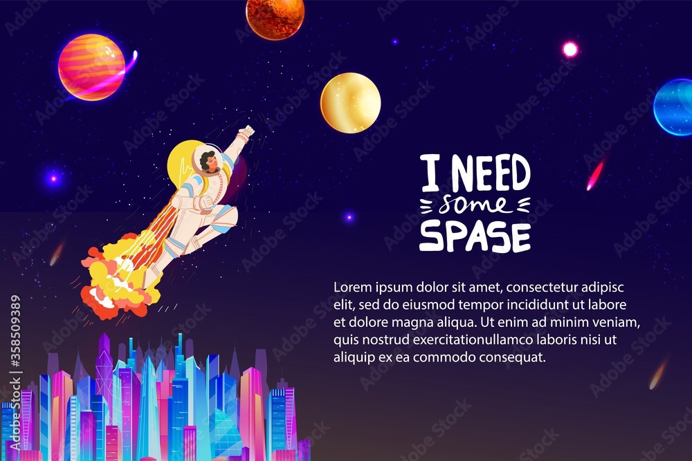 Space universe travel flat concept vector illustration. Cartoon ...