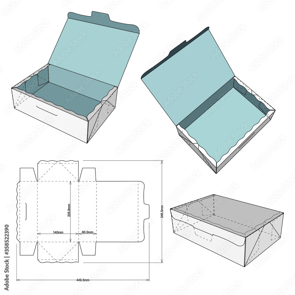 Cake Box (Internal measurement 20.5x14x6cm) and Die-cut Pattern. The ...