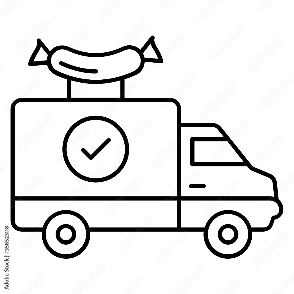 Safe Food Truck Concept, Fastfood Cafe on Wheels Vector Icon Design ...