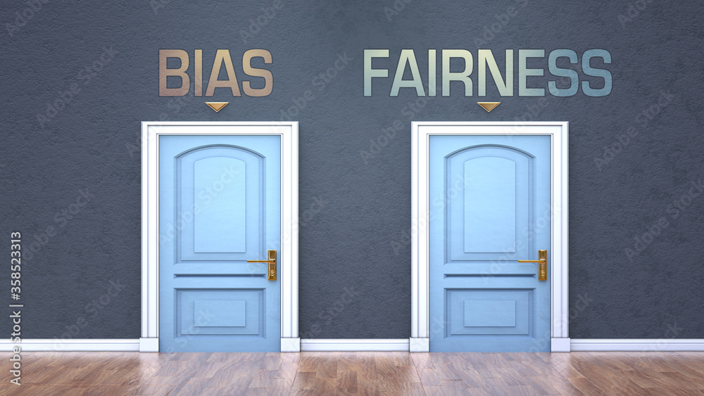 Bias and fairness as a choice - pictured as words Bias, fairness on ...