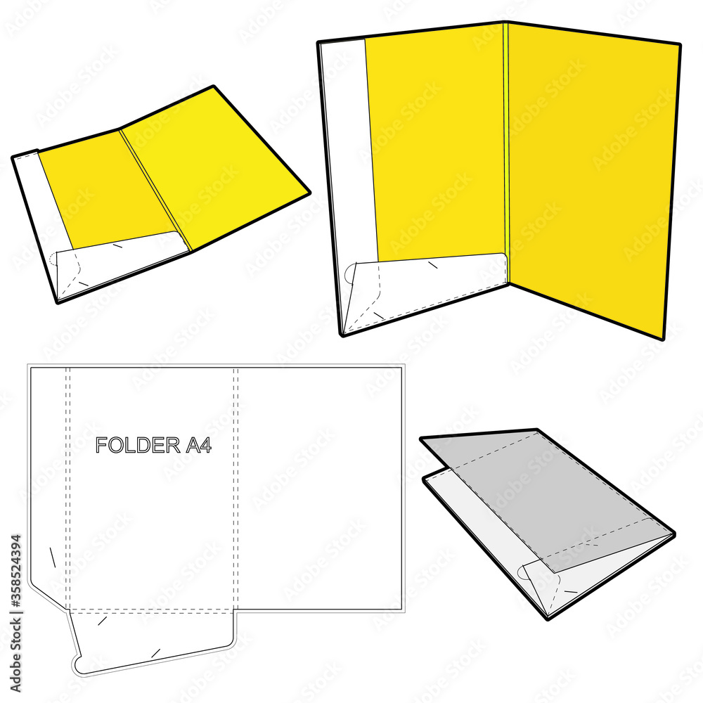 Two Section Folder for A4 documents. Die cut stamp. The .eps file is ...