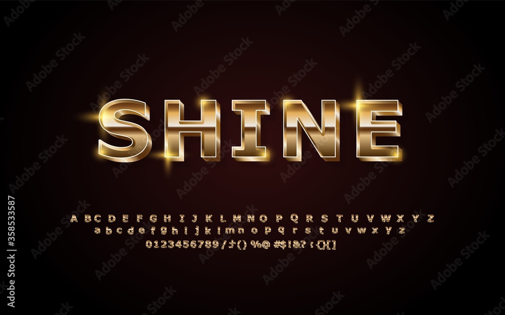 Vector set of beautiful Golden letters of the alphabet, numbers and ...