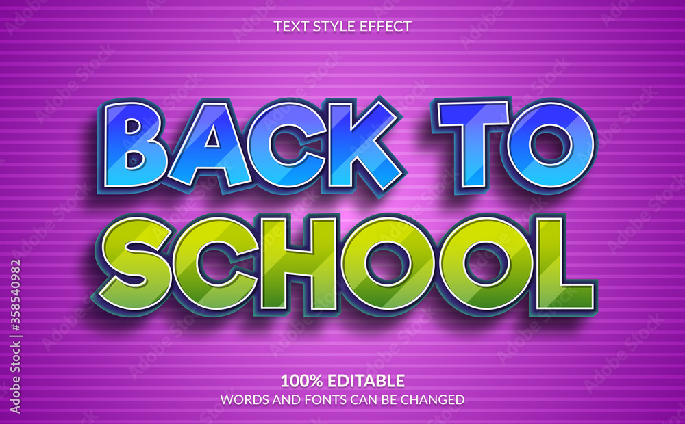 Editable Text Effect, Back To School Text Style Stock Vector | Adobe Stock