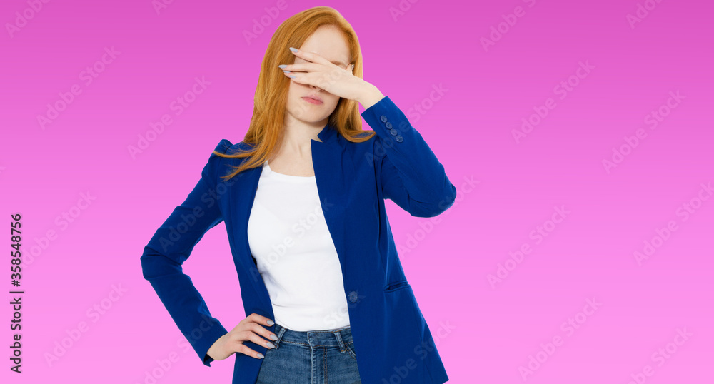 Woman do face palm, girl make facepalm, female migraine, head pain, bad ...