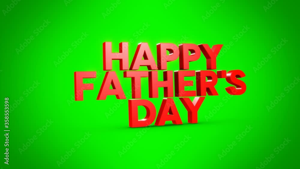 Happy Father's Day Celebration Animation red title on a green screen ...