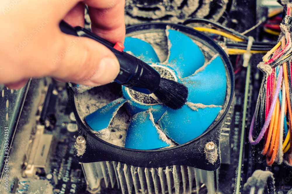 severe contamination of the computer system unit. computer inside ...