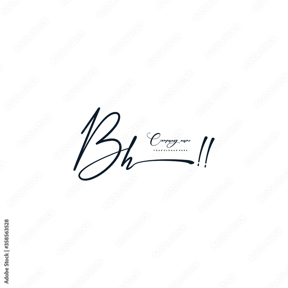 BH initials signature logo. Handwriting logo vector templates. Hand ...