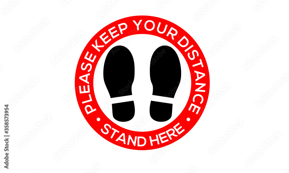 Please keep your distance Stand here floor stamp Social distancing ...