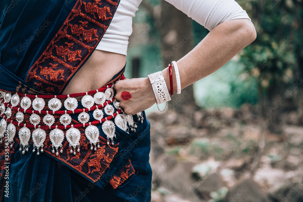 dance form indian classical feet with ghungru. close up, copy space ...