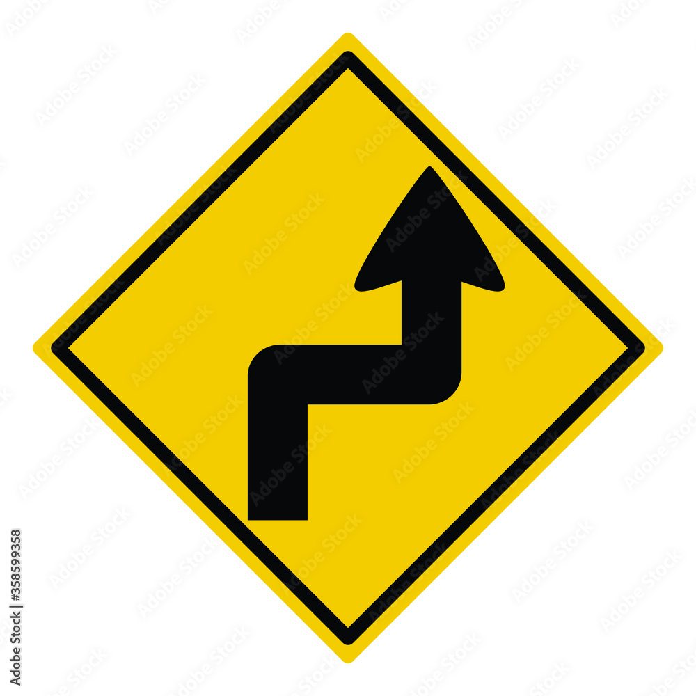 sharp double curve, curve to left, curve to right, double curve ...