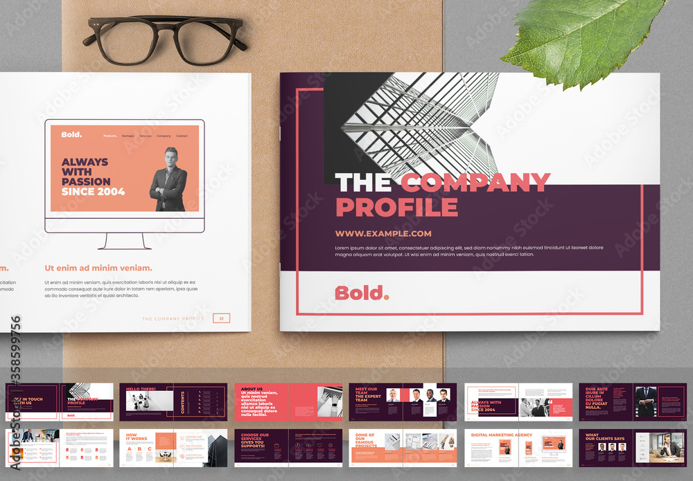 Company Profile Landscape Brochure Layout Stock Template | Adobe Stock
