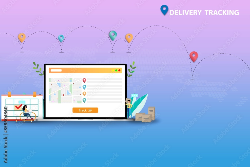 Concept of delivery tracking, team of logistics department are working ...