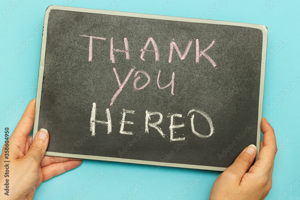 thank you heroes concept on chalkboard Stock Photo | Adobe Stock