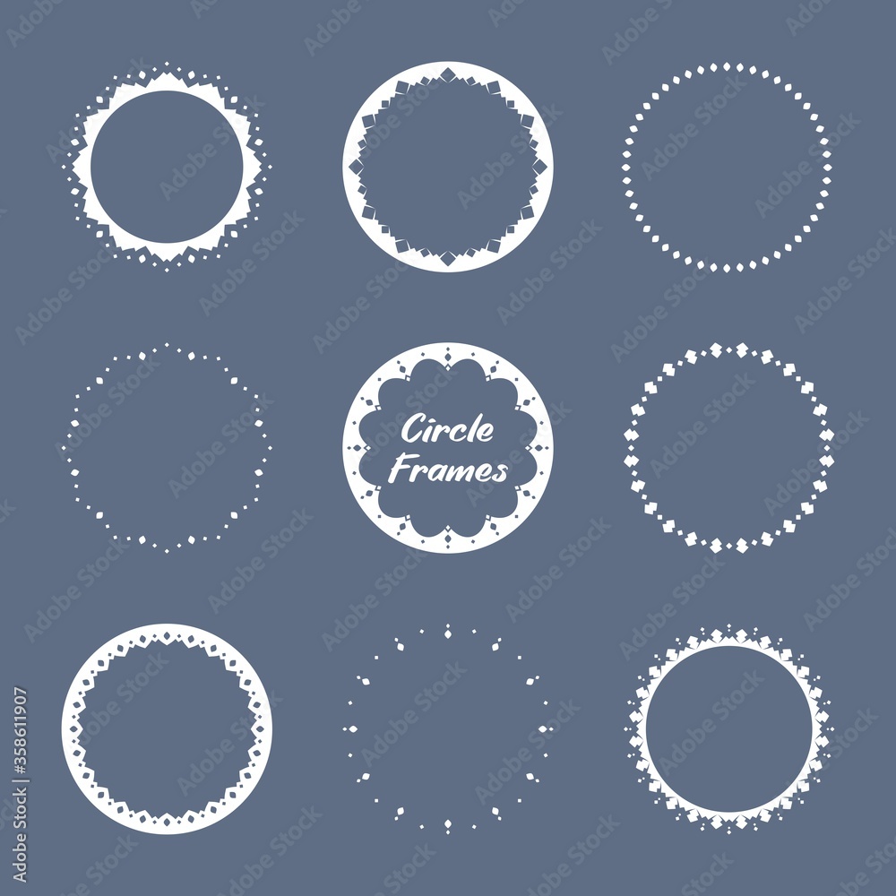 Simple Decorative Circle Frames Set. Elements for design. Design label ...