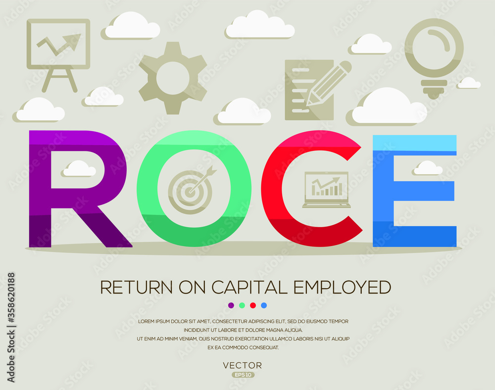 Roce mean (return on capital employed) ,letters and icons,Vector ...
