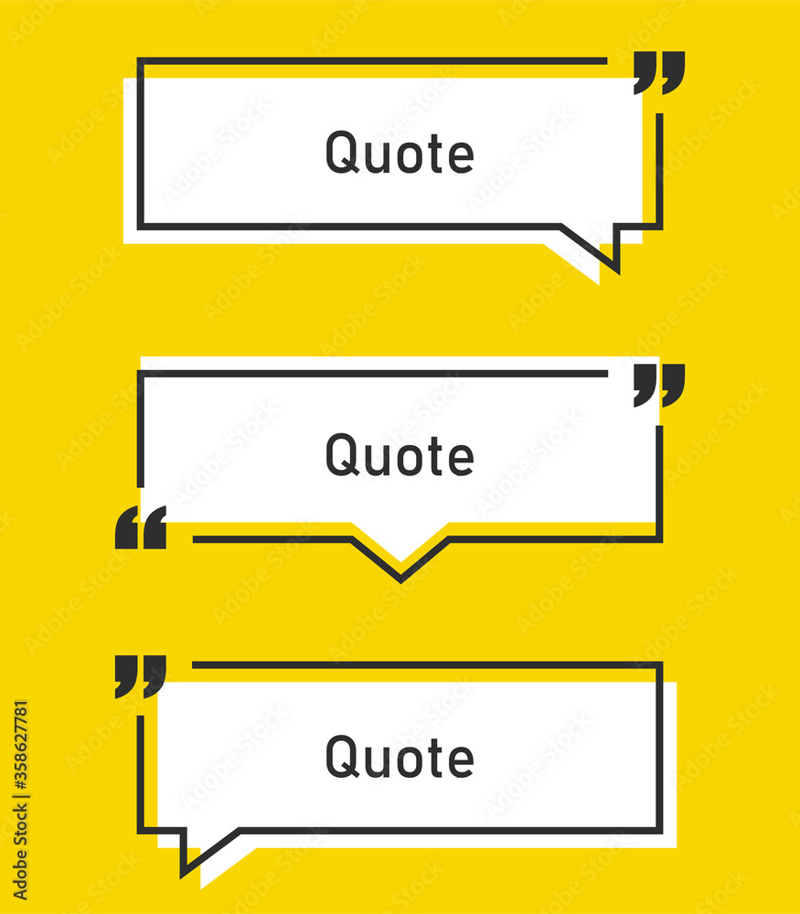 Vector illustration of quote in black frame with quotation marks and ...