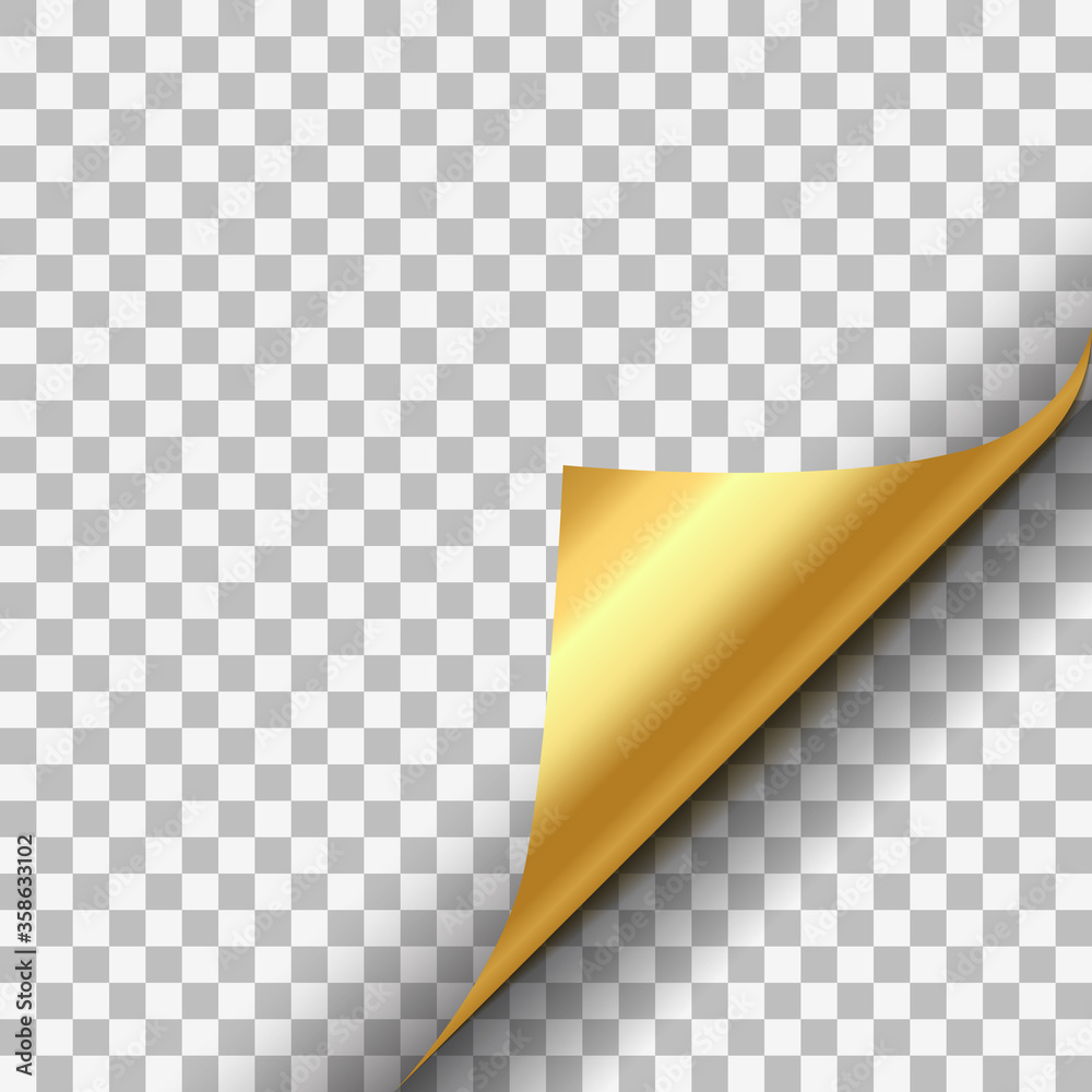 Gold metallic paper corner on transparent background. Stock Vector ...