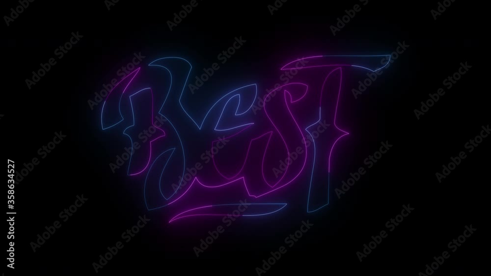 Best neon sign fluorescent light glowing on black background. Text best ...