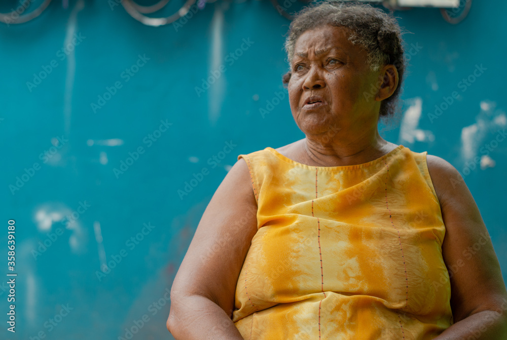 mator lady looking homeless indigenous, smoked with sad face and blue ...