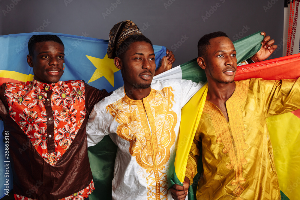 Concept of friendship between African countries: 3 African men in ...