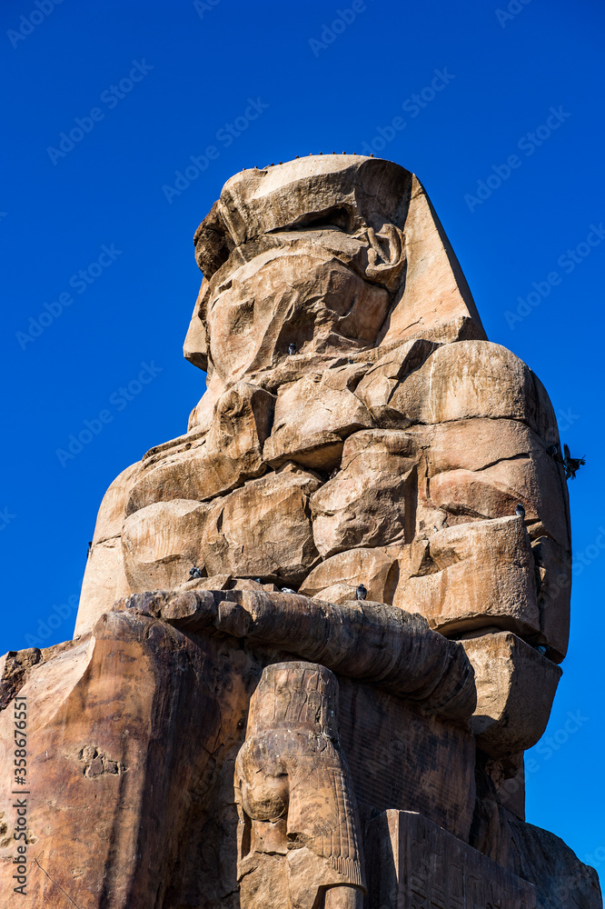 It's Closeup of the Colossus of Memnon, massive stone statue of Pharaoh ...