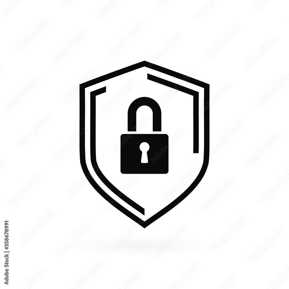 Security icon in flat style. Shield security symbol for your web site ...