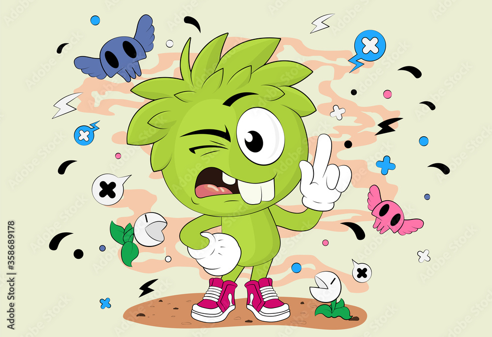 Cartoon winking boy. Vector illustration of an excited boy. Funny boy ...