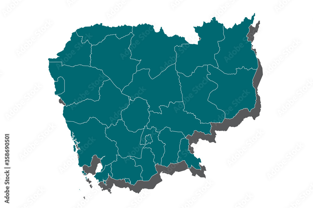 High detailed blue vector map - Cambodia.map- cambodia country on white ...