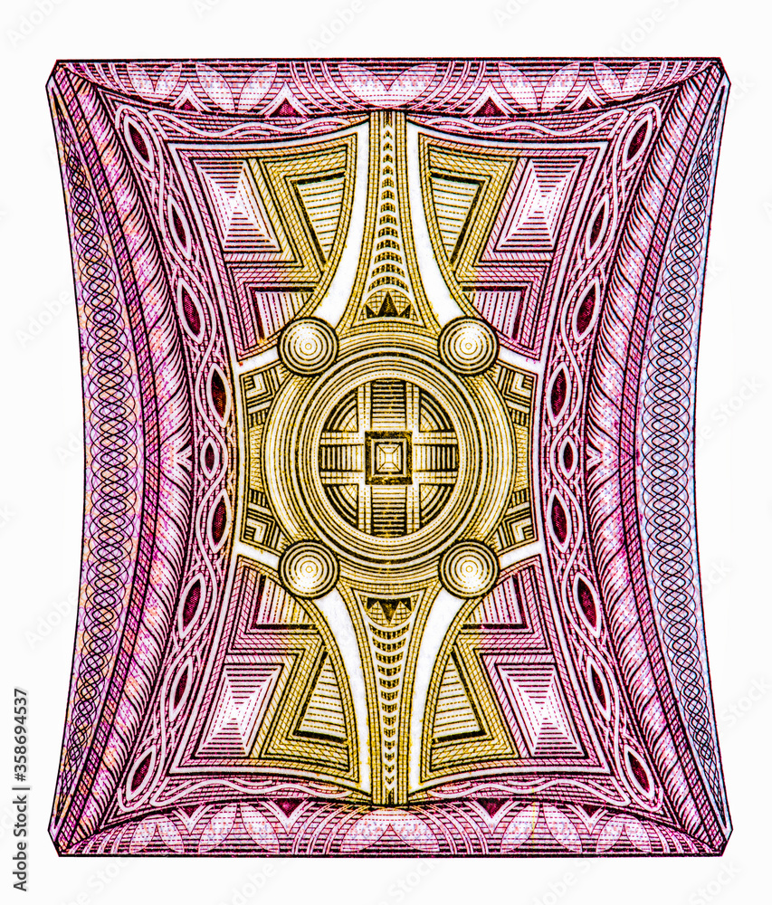 Geometric and ornamental designs with native motives. Portrait from ...