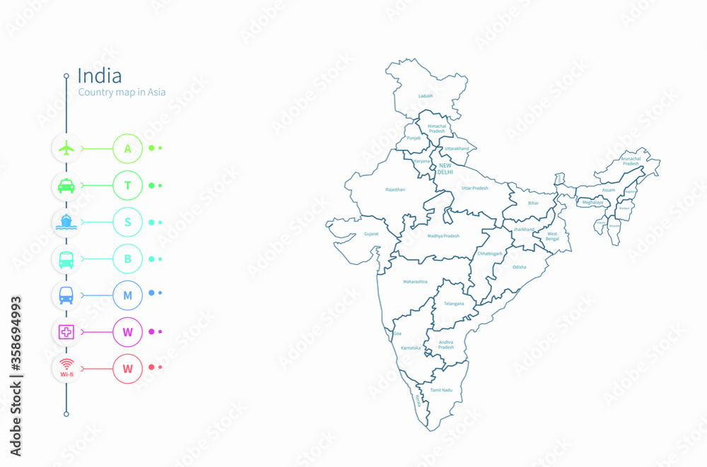 india map. asia country map vector. Stock Vector | Adobe Stock