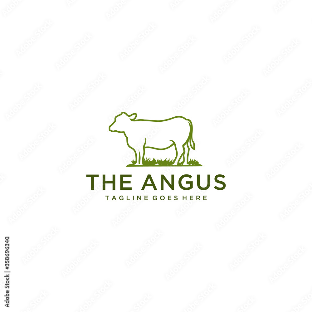 logo design for angus cattle farm vintage emblem template design Stock ...