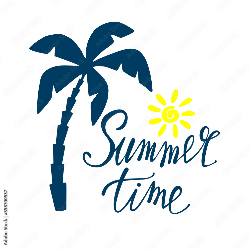 Summer time - hand written lettering. Text isolated on white background ...