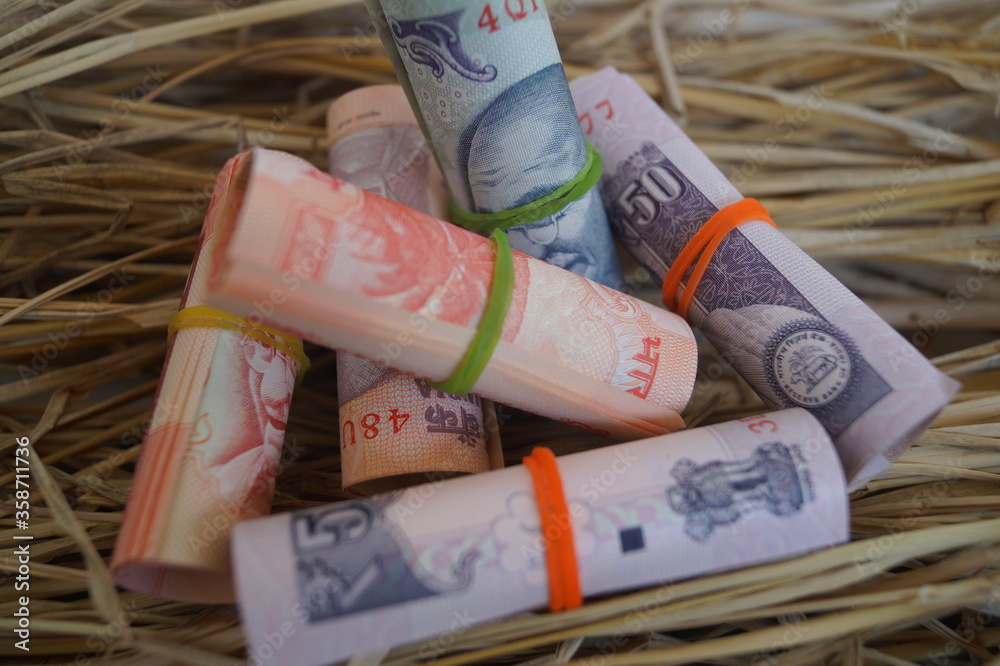 Goods and services tax with Indian currency notes Stock Photo | Adobe Stock