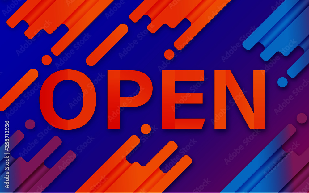 Colorful vector background illustration with open sign concept Stock ...