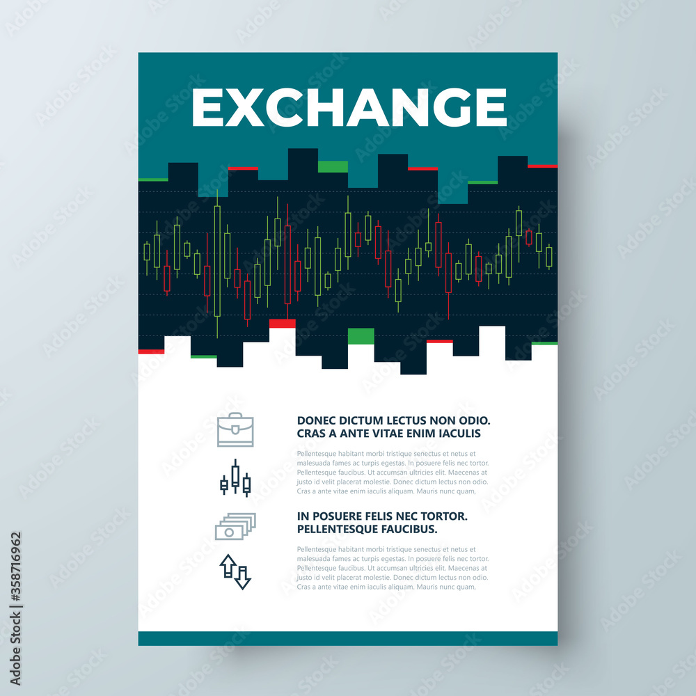 Binary options chart Flyer exchange theme Cover design template ...