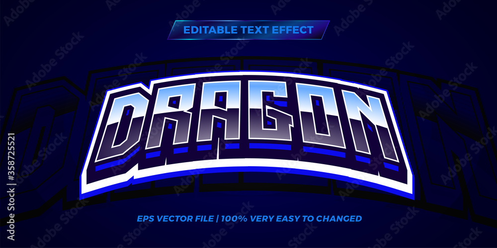 Editable text effect - Dragon words with blue color text style mockup ...
