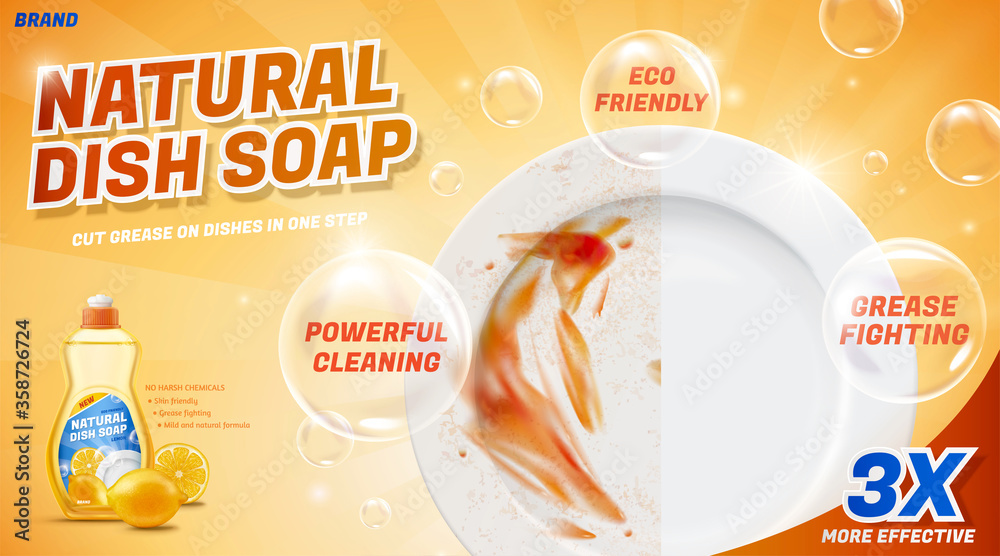 Ad template for dish soap Stock Vector | Adobe Stock