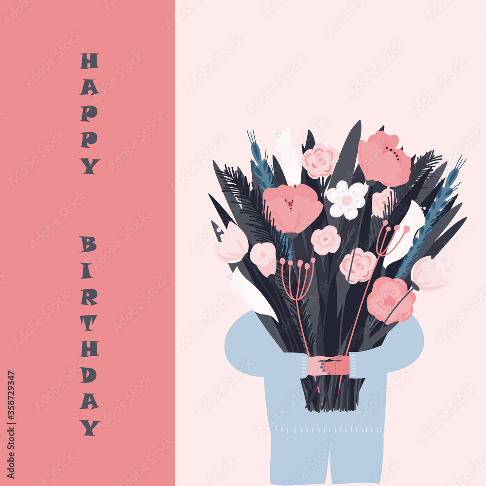 Floral bouquet greeting card design. Stock Vector | Adobe Stock