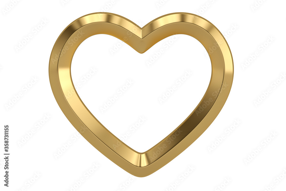 gold heart frame isolated on white background. 3D illustration. Stock ...