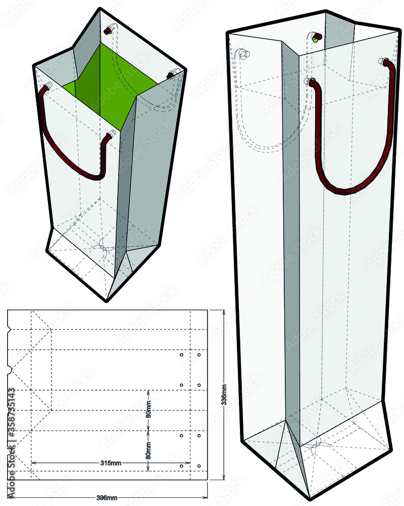 Shopping Bag and Die-cut Pattern. The .eps file is full scale and fully ...