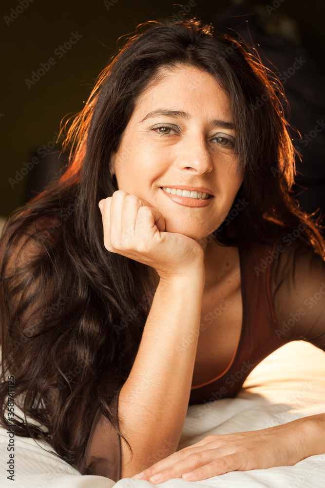 Attractive And Pretty Spanish Brunette Long Hair Brunette Woman With