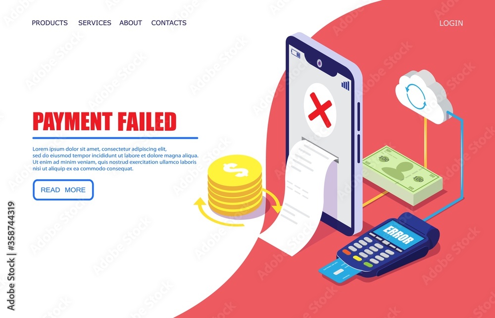 Payment failed vector website template, web page and landing page ...