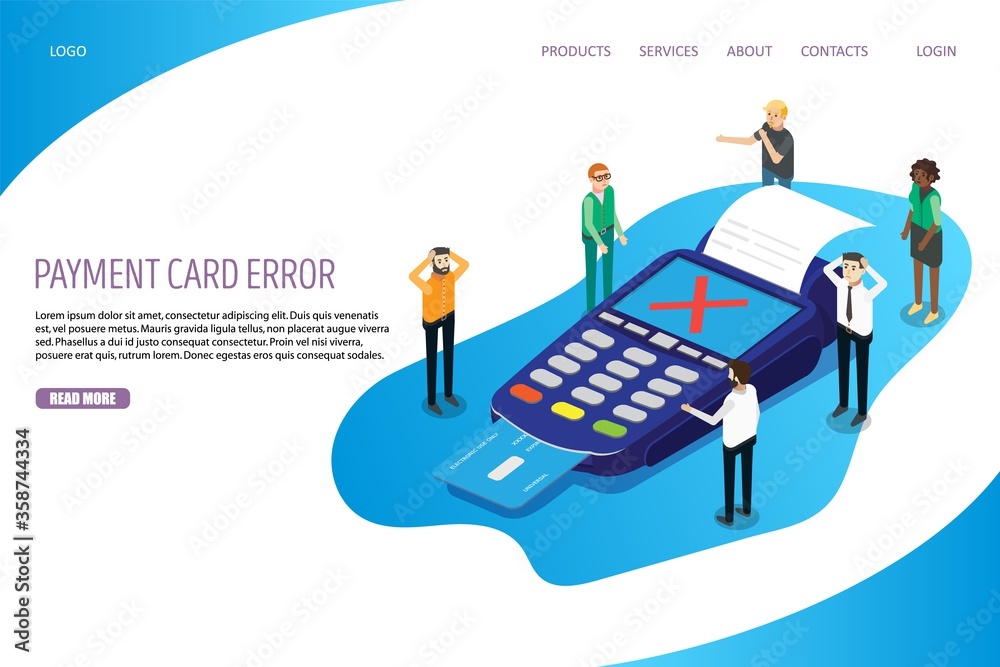 Vetor do Stock: Payment card error vector website template, web page ...