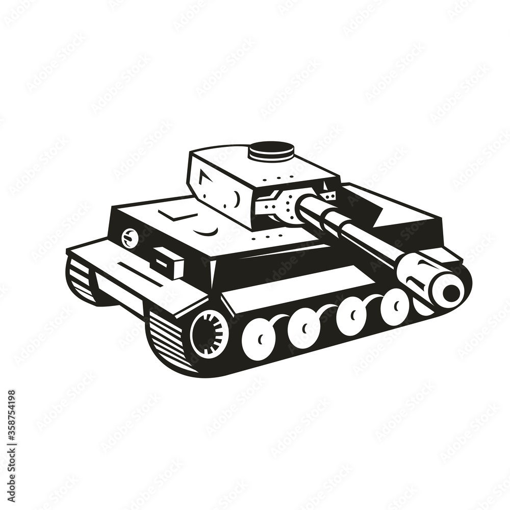 World War Two German Panzer Tank Retro Black and White Stock Vector ...