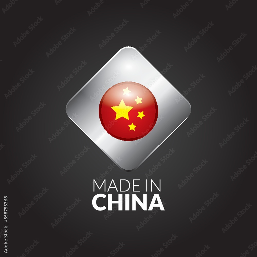 made in china flag label Stock Vector | Adobe Stock