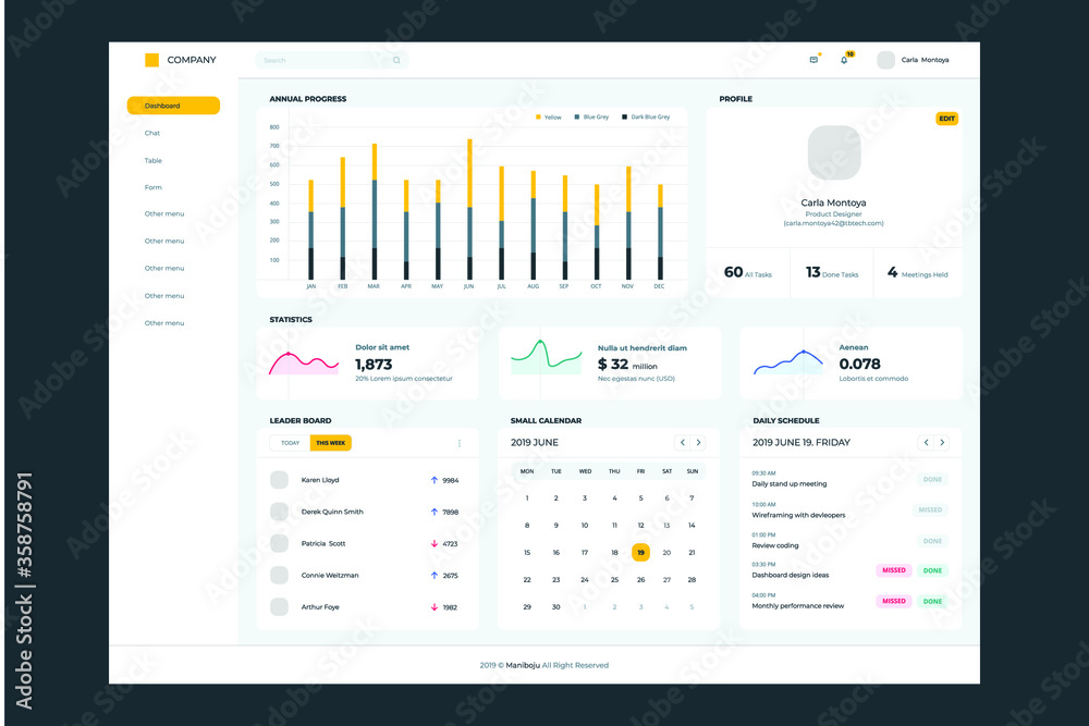 Admin Web Design Template Stock Vector | Adobe Stock