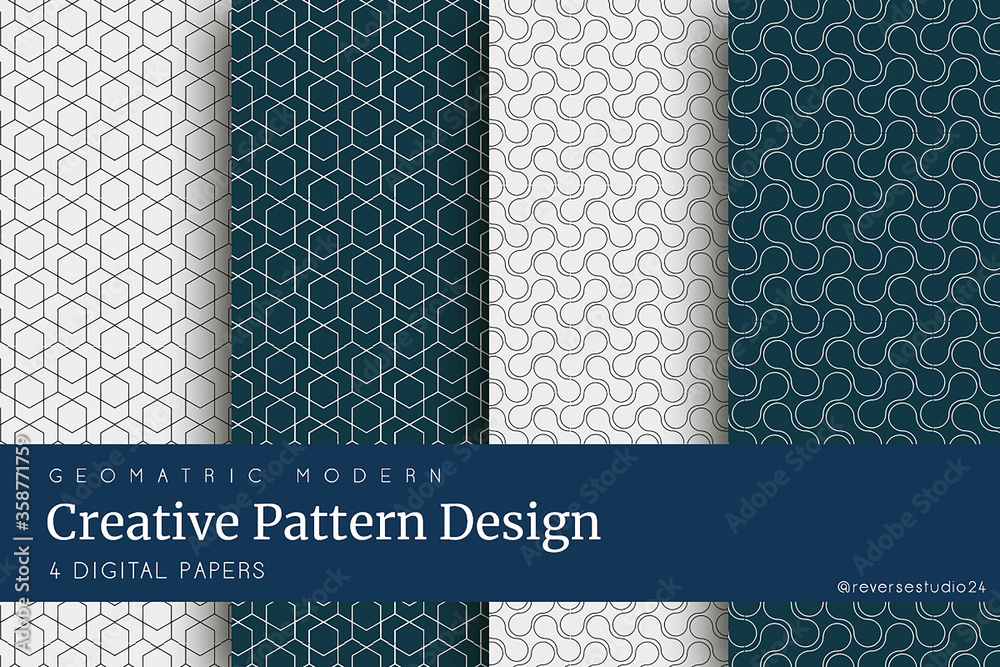 geometric modern creative pattern design ( 4 digital paper ). Vector illustrator Stock Vector ...
