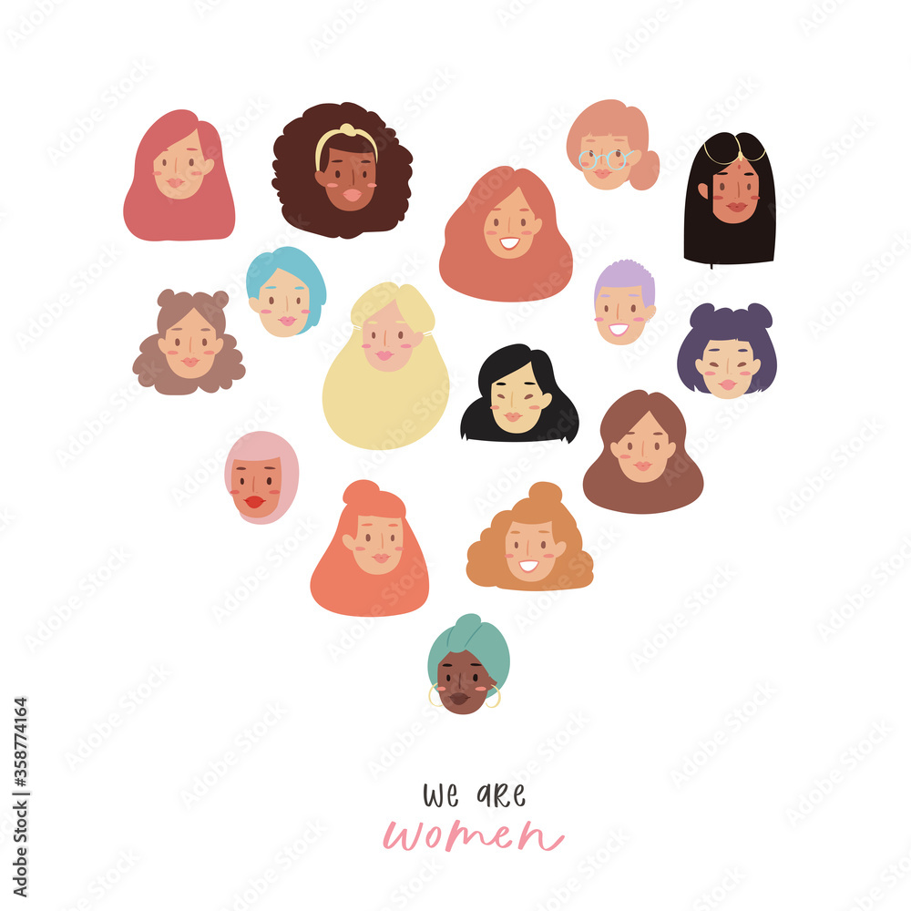 Cartoon avatars of cute funny young stylish women with different ...